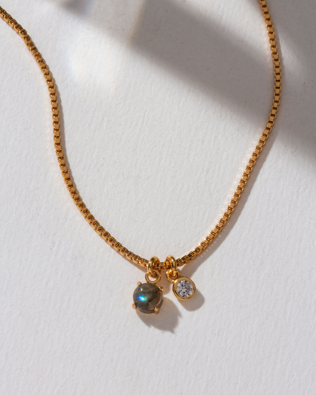 Pure Bliss Gemstone Box Chain Necklace – Luna Norte